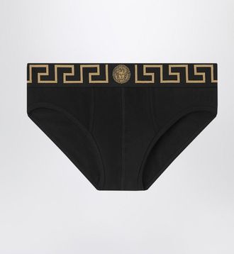 Versace Black briefs with Greca waistband