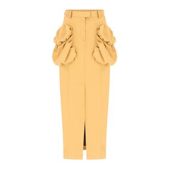 Viktor & Rolf Jupe crayon &agrave; poches pliss&eacute;es - Femme - Jupes - Beige - Taille: 40 FR