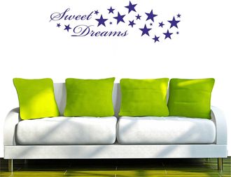 Indigos UG Wandtattoo Wohnzimmer - Wandaufkleber Sweet Dreams Spruch 80x26cm - blau w187 - Aufkleber Kinderzimmer Schlafzimmer K&uuml;che Badezimmer B&uuml;ro Dekoration