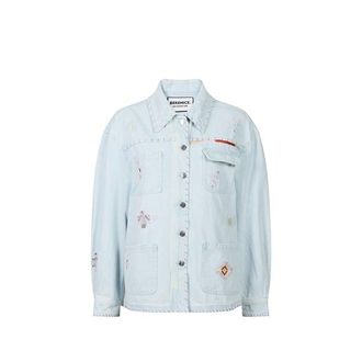 BERENICE Veste en jean brod&eacute;e en coton