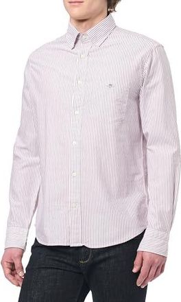 GANT Reg Classic Oxford Stripe Shirt Chemise, Rouge, L Hommes