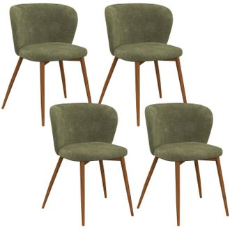 IDMarket Set Di 4 Sedie Da Pranzo Paulie In Tessuto Ciniglia Kaki Con Gambe In Noce