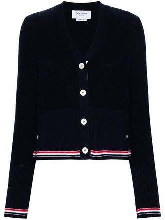 Thom Browne cardigan à rayures tricolores - Bleu