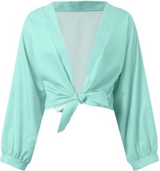 Generic Robes boh&egrave;me 2026 pour femmes, cardigan d&eacute;t&eacute; tendance d&eacute;grad&eacute; &agrave; manches longues ouvert sur le devant, cardigan l&eacute;ger &agrave; nouer, vert menthe, XXL