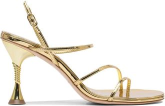 Studio Amelia Sandalen - Trumpet-Heel Leather Sandals With Shimmering Finis - Gr. 35 (EU) - in Gold - f&uuml;r Damen