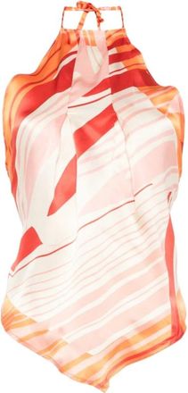 Raquel Diniz Femme, Tops, Orange, Taille: 40 FR Haut Effet Foulard en Soie