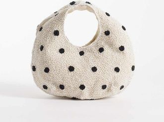 Accessorize Handtasche in Cremewei&szlig; mit Polka Dots und Perlenbesatz