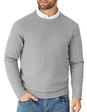 Coofandy Pullover für Herren Strickpullover Langarm Herrenpullover Arbeitspullover Männer Pullover Rundhals Winterpullover Crewneck Pulli Hellgrau 3XL