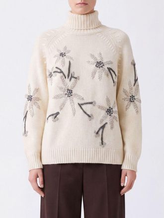 Parosh Pull &agrave; col roul&eacute; P. A.R. O.S. H. en cachemire &agrave; motif jacquard floral