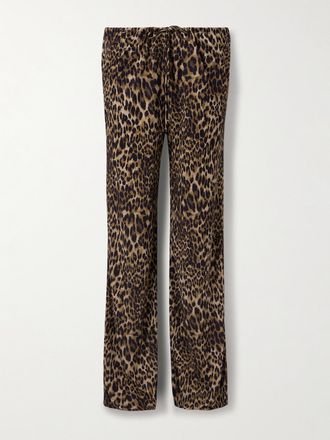 Nili Lotan Adriel Hose Mit Weitem Bein Aus Cr&ecirc;pe De Chine Mit Leopardenprint - Animal-Print