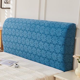 Generic Elastischer Flanellbezug mit Bettkopfteil Bezug Muster, Queen Kingsize Gr&ouml;&szlig;e, Kopfteil Bezug Staubschutzh&uuml;lle f&uuml;r Schlafzimmerdekoration Blume - Blau 