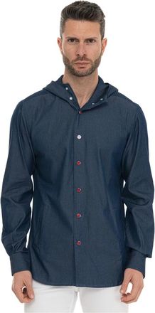 Kiton Homme, Chemises, Bleu, Taille: M Hooded Shirt