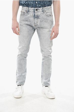 Palm Angels Denim Skinny Fit Jeans CURVED LOGO Light Wash 15cm size 28