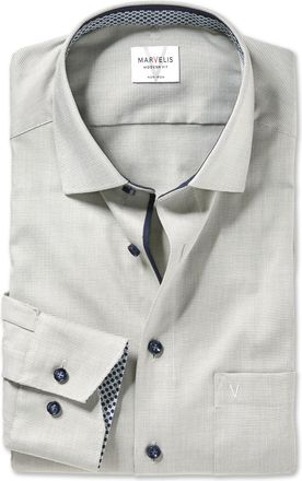 Marvelis Herren Oberhemd Langarm Dern-Fit,Twill,13 New Kent,Oliv 47,44