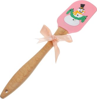 DOITOOL Weihnachts-Silikonspatel mit Holzgriffen Xmas Backspatel Set Schneemann Creme Butter Spatel Mischen Teigschaber f&uuml;r Weihnachten Party Dekoration