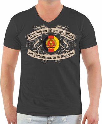 Spass Kostet Herren M&auml;nner T-Shirt H&uuml;te Dich vor Sturm und Wind und Ostdeutschen DDR NVA