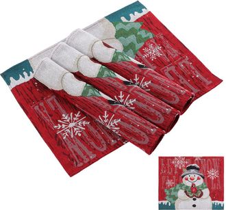 Cabilock Weihnachten Tischset 4Er Set Schneemann Muster 16.5X13.4 Zoll Dekorative Geschirrmatten F&uuml;r Festliche Tischdekoration K&uuml;che Party Hitzebest&auml;ndig Wasch