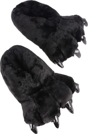 Holibanna 1 Paar B&auml;r Stofftier Klaue Pfote Hausschuhe Niedlichen Pl&uuml;sch Fuzzy Warme Hausschuhe Kost&uuml;m Schuhe Winter Hausschuh (Schwarz Gr&ouml;&szlig;e 36-43)