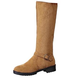 Generic Bottes longues &agrave; talon &eacute;pais pour femme - Style d&eacute;contract&eacute; - R&eacute;tro - Couleur unie - Fermeture &eacute;clair lat&eacute;rale - Antid&eacute;rapantes - Confortables - Pour 
