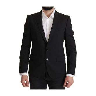 Dolce & Gabbana Schwarzer Woll-Peak-Revers-Blazer - - Jackets - Herren - Schwarzk - L
