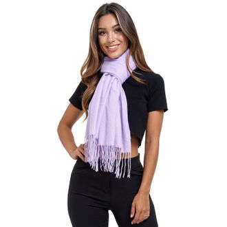 Glamexx24 Schal Damen Winterschal Gef&uuml;hl Langer Schal mit Fransen Baumwolle Warm Herbst Winter Unifarben Deckenschal und T&uuml;cher 200 x 74 cm