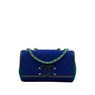 Chanel Pre-owned CC Filigree Flap - Femme - Pre-owned - Bleu - Taille: ONE Size