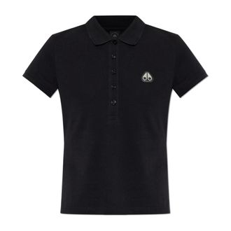 Moose Knuckles Femme, Tops, Noir, Taille: 36 FR Polo Piqu&eacute; avec &Eacute;cusson Logo