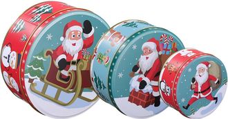 Hemoton 3 St&uuml;ck Pl&auml;tzchendose Weihnachten Keksdose Weihnachtsdose Metalldosen Metall Rund Geschenkdosen f&uuml;r Pl&auml;tzchen, Geb&auml;ck und Kekse, Gro&szlig;, Mittel, Klein