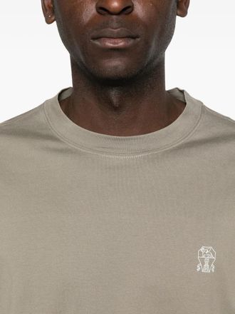 Brunello Cucinelli Mens Embroidered-Logo T-Shirt Ss26 M
