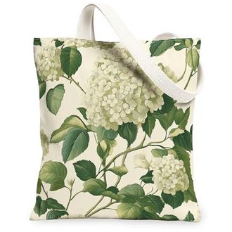 Generic Sac fourre-tout en toile avec motif floral dhortensia printanier pour le shopping, 33 x 38,1 cm, motif floral sauvage vintage, sac d&eacute;picerie r&eacute;utilisa