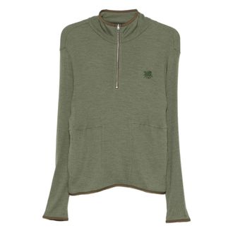 RANRA Fissure Zip Up Rib L/S Tee - - Knitwear - Herren - Gr&uuml;n - M