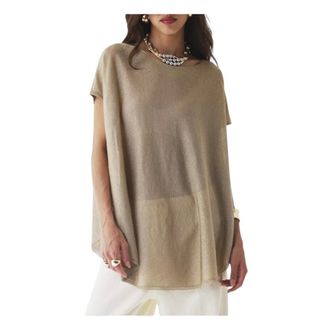 Majestic Filatures Femme, Blouses et Chemises, Beige, Taille: 40 FR Top ample en lurex