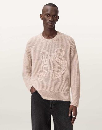 AllSaints Chainy - Sweatshirt in D&auml;mmerungsbraun mit Rundhalsausschnitt-Brown
