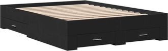 vidaXL Cadre de lit avec tiroirs sans matelas noir 120x200 cm Vidaxl