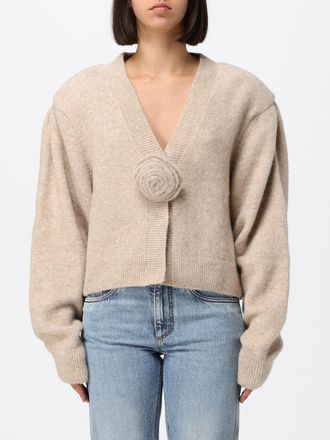 Rotate Cardigan aus Alpaka-Woll-Mischung mit Blumenapplikation und gepolsterten Schultern