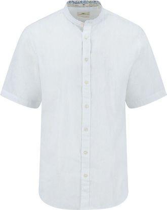 Fynch-Hatton Kurzarm Hemd aus Leinen-Baumwoll-Mix mit Stehkragen White / 3XL