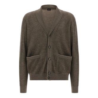 Brioni Homme, Pulls, Brun, Taille: M Gilet &agrave; col ch&acirc;le