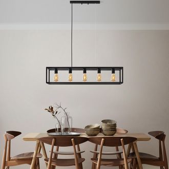 Opviq Elegant Black Chandelier, Adjustable Height 30-80 cm, Metal Body, 5 x E27 Sockets, 100 x 20 x 20 cm | Perfect for Modern Living Spaces, IP20 Rated