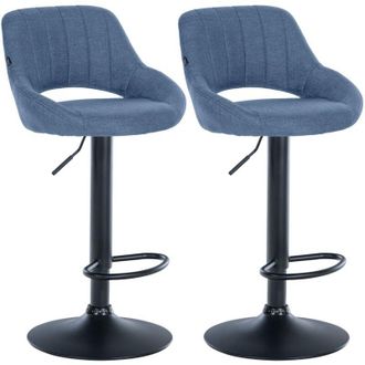 Clp Lot de 2 tabourets de bar Milet en tissu Bleu M&eacute;tal noir mat
