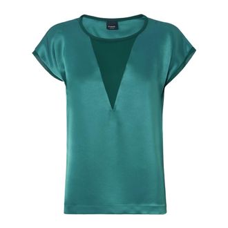 Pinko T-Shirt-Bluse aus Satin und Georgette - - Blouses & Shirts - Damen - Gr&uuml;n - M