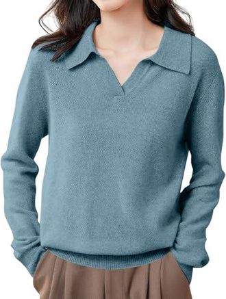 Generic Pull Cachemire Femme El&eacute;gant Hunts Maille &agrave; Manches Longues Col V L&eacute;ger Doux Hauts Confortable et Chaud Femme Pulls Classique Uni Pulls Tenue D&eacute;contra