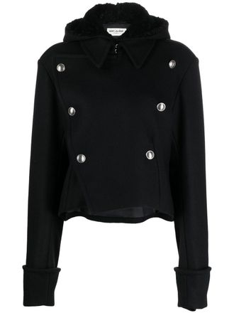 Saint Laurent Military-Jacke mit abnehmbarer Kapuze - Schwarz