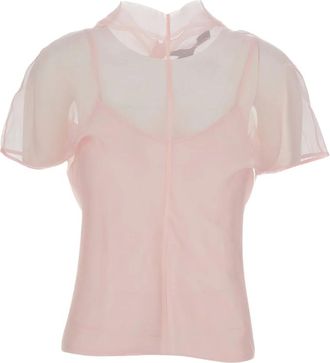 Federica Tosi Femme, Blouses et Chemises, Rose, Taille: 38 FR Blouse en Organza de Soie