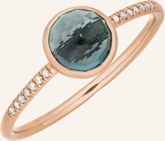 Leaf Ring Blue Topas Aus 14 Karat Ros&eacute;gold Mit Diamanten rosegold