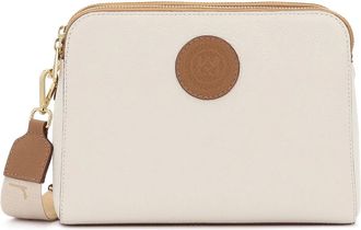 Kazar Femme, Sacs, Blanc, Taille: ONE Size Sac &agrave; main Kazar en cuir blanc et marron avec des ceintures logot&eacute;es