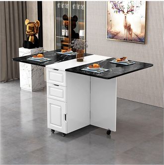 Generic Klappbarer Esstisch mit 3 Schubladen, Ausziehtisch, multifunktionaler Ausziehtisch for K&uuml;che, Schlafzimmer, Wohnzimmer, K&uuml;chentisch for kleine R&auml;ume(S