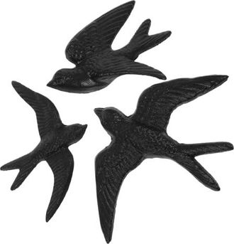 Amosfun D&eacute;coration Murale En Fonte Oiseaux Hirondelle Art Mural Fer Forg&eacute; 17.5X13X0.5 Cm D&eacute;cor Rustique Pour Salon Jardin