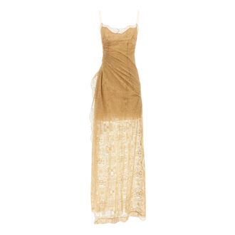 Ermanno Scervino Femme, Robes, Beige, Taille: 34 FR Robe Ruch&eacute;e Brod&eacute;e Majolica Ermanno Scervino