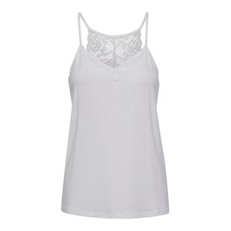 Cream Spitzen-Detail Jersey Top Snow White - - Tops - Damen - Wei&szlig; - L