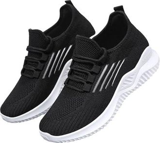 Generic Baskets de course pour femme - Chaussures orthopédiques à lacets solides et antidérapantes avec semelle souple et confortable pour le sport, Noir, 40 